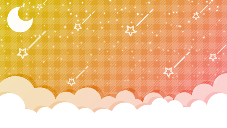 雲と月のかわいいチェック柄背景（20種）｜IPPU Material Dayo