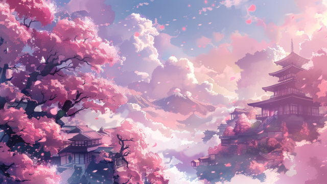 桜とお城のきれいな背景素材（11種）｜IPPU Material Dayo